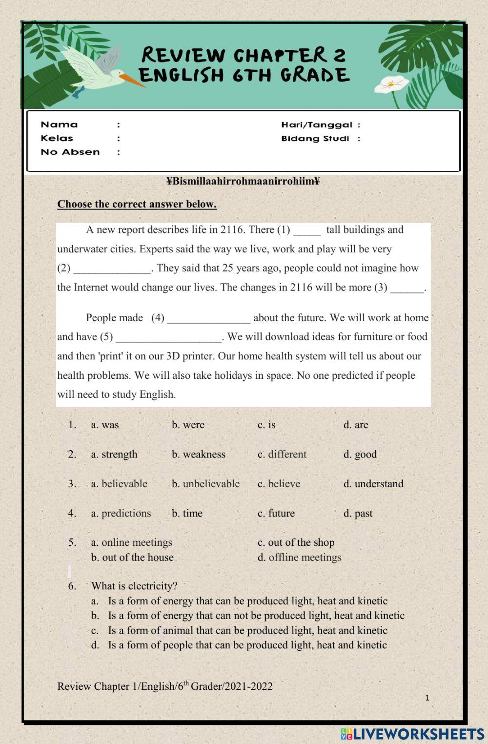 1528972 | Review 2 English 6th Grade | kelas6sholih