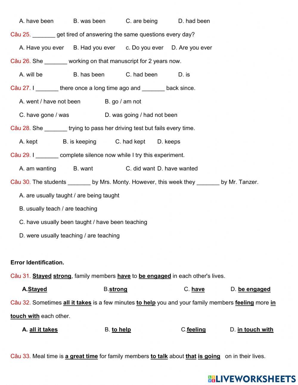 Test for unit 1 activity | Live Worksheets