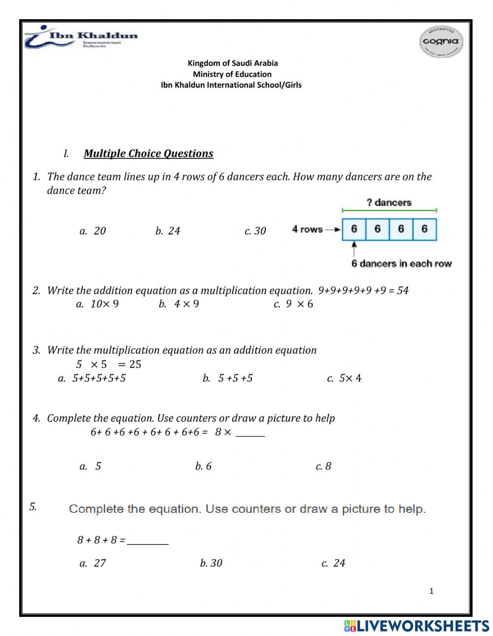Ibn Khaldun International School Al Yasmeen branch Grade 3 Math Live ...
