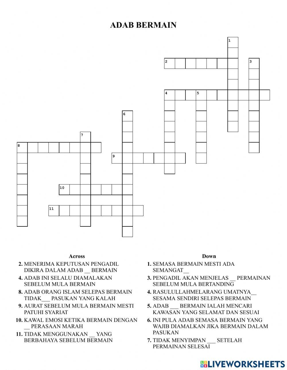 Adab bermain exercise | Live Worksheets