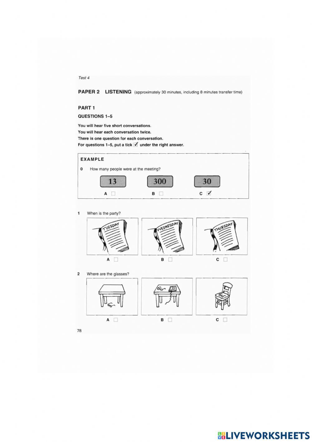Mock Test 4 A2 online exercise for | Live Worksheets