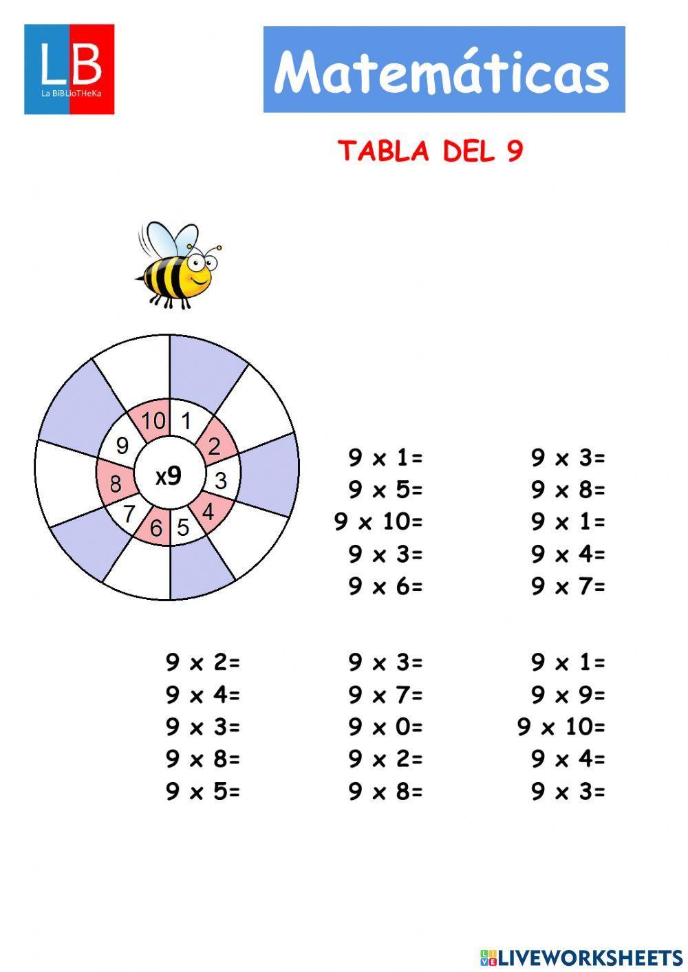 Tabla del 9 free exercise | Live Worksheets