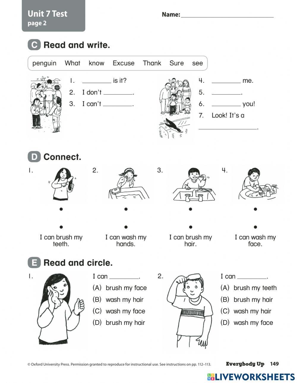 Everybody Up 1 Unit 7 Test 3445047 | luongtuduy | Live