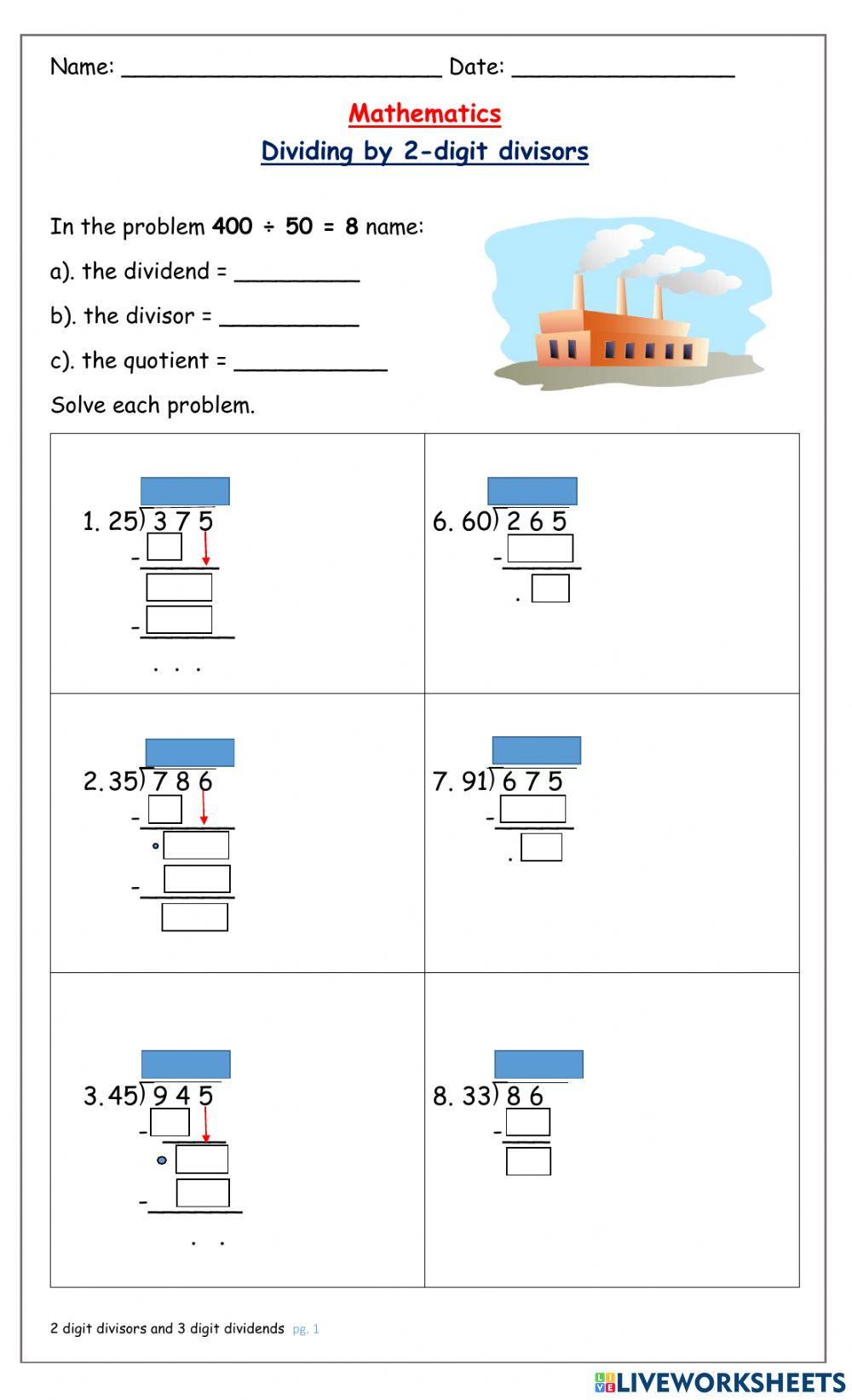 Dividing By 2 digit Divisors Part A Worksheet Live Worksheets dividing-by-2-digit-divisors-part-a-worksheet-live-worksheets