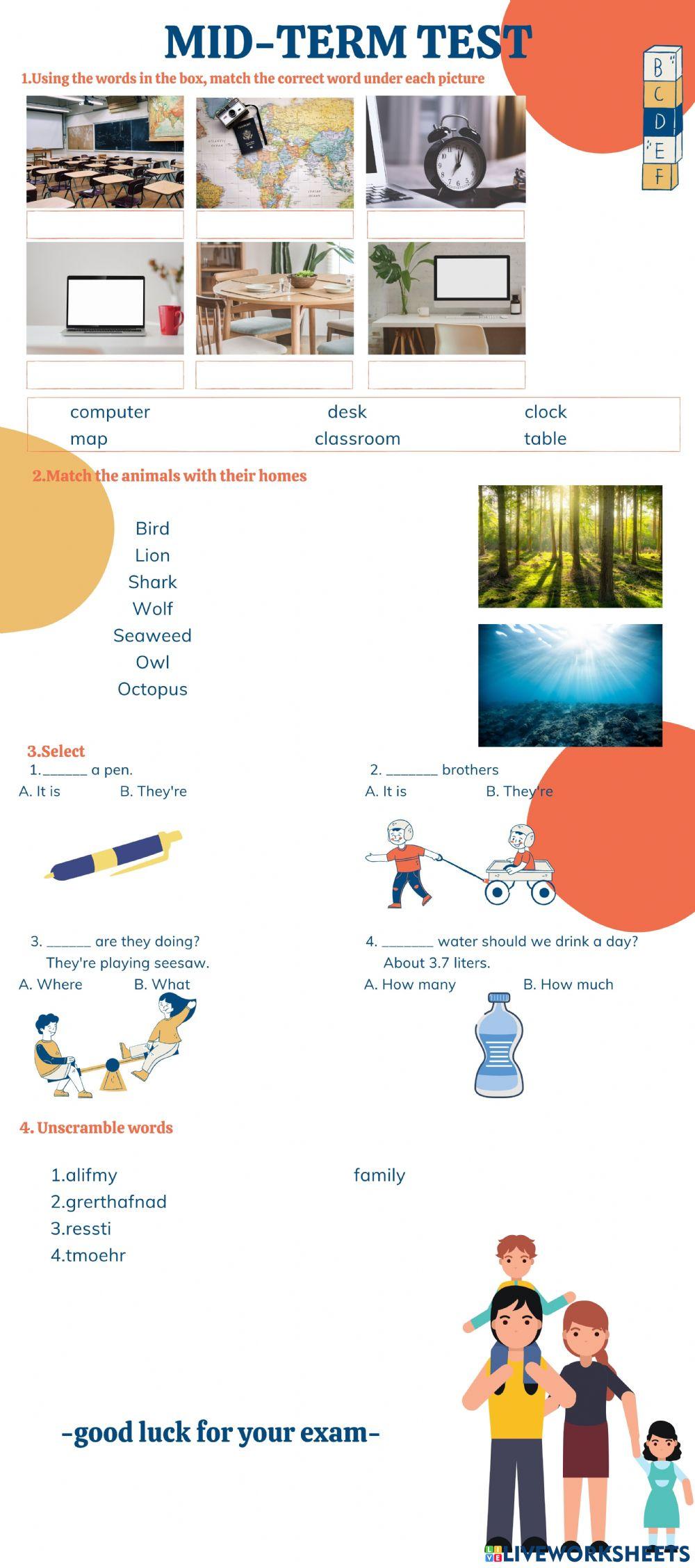 MID-TERM TEST free worksheet | Live Worksheets