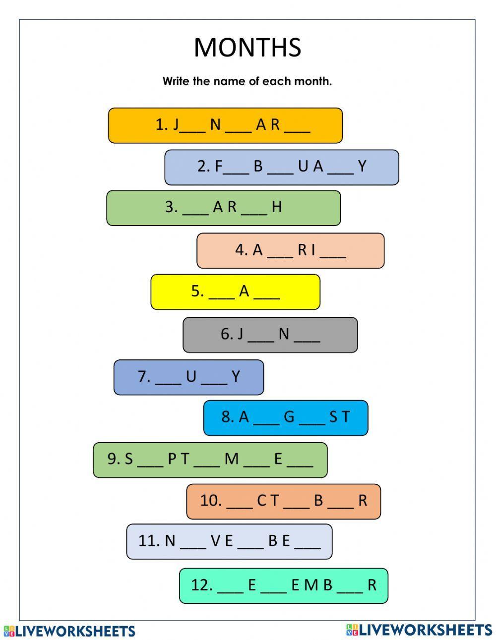 Months online activity for 4 | Live Worksheets