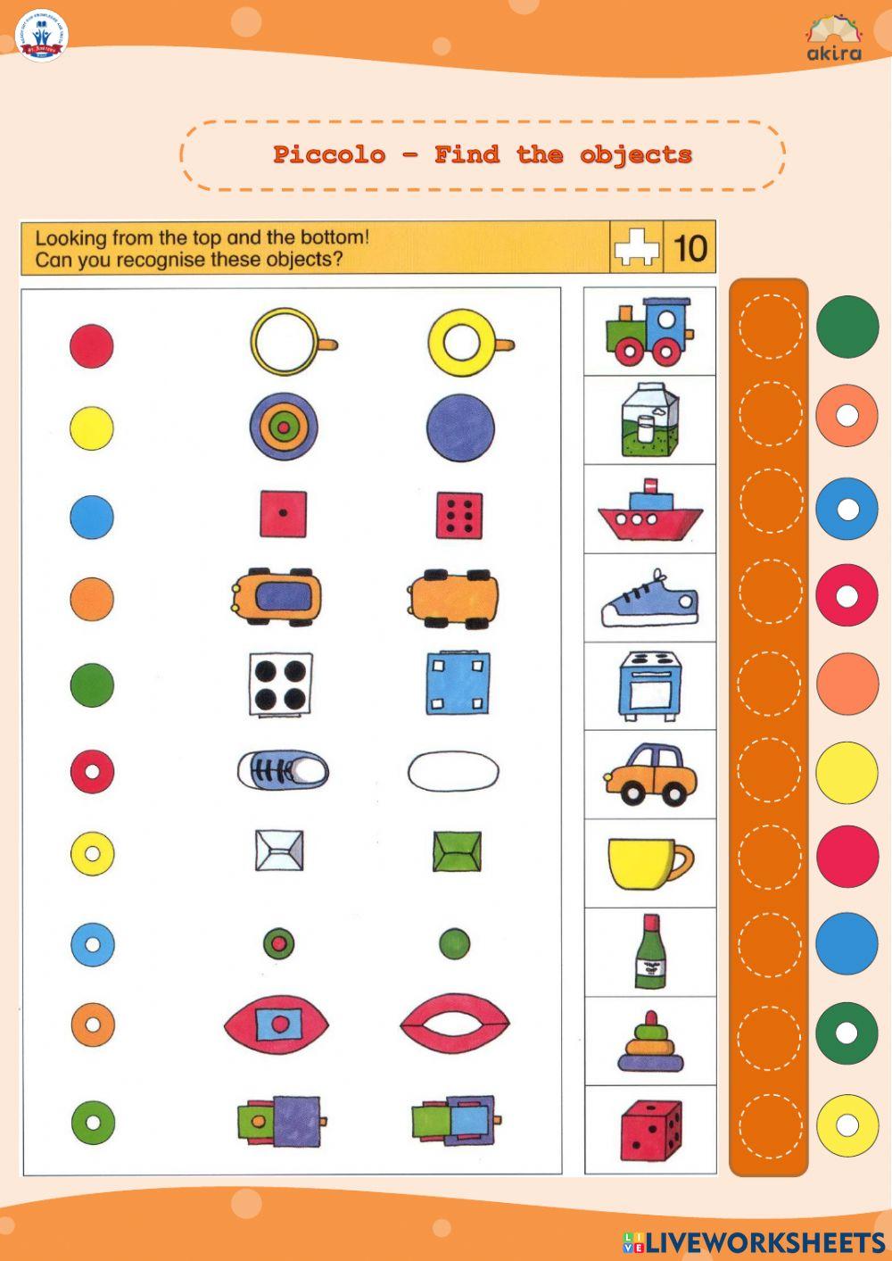 Piccolo-Find the objects-10 online exercise for | Live Worksheets