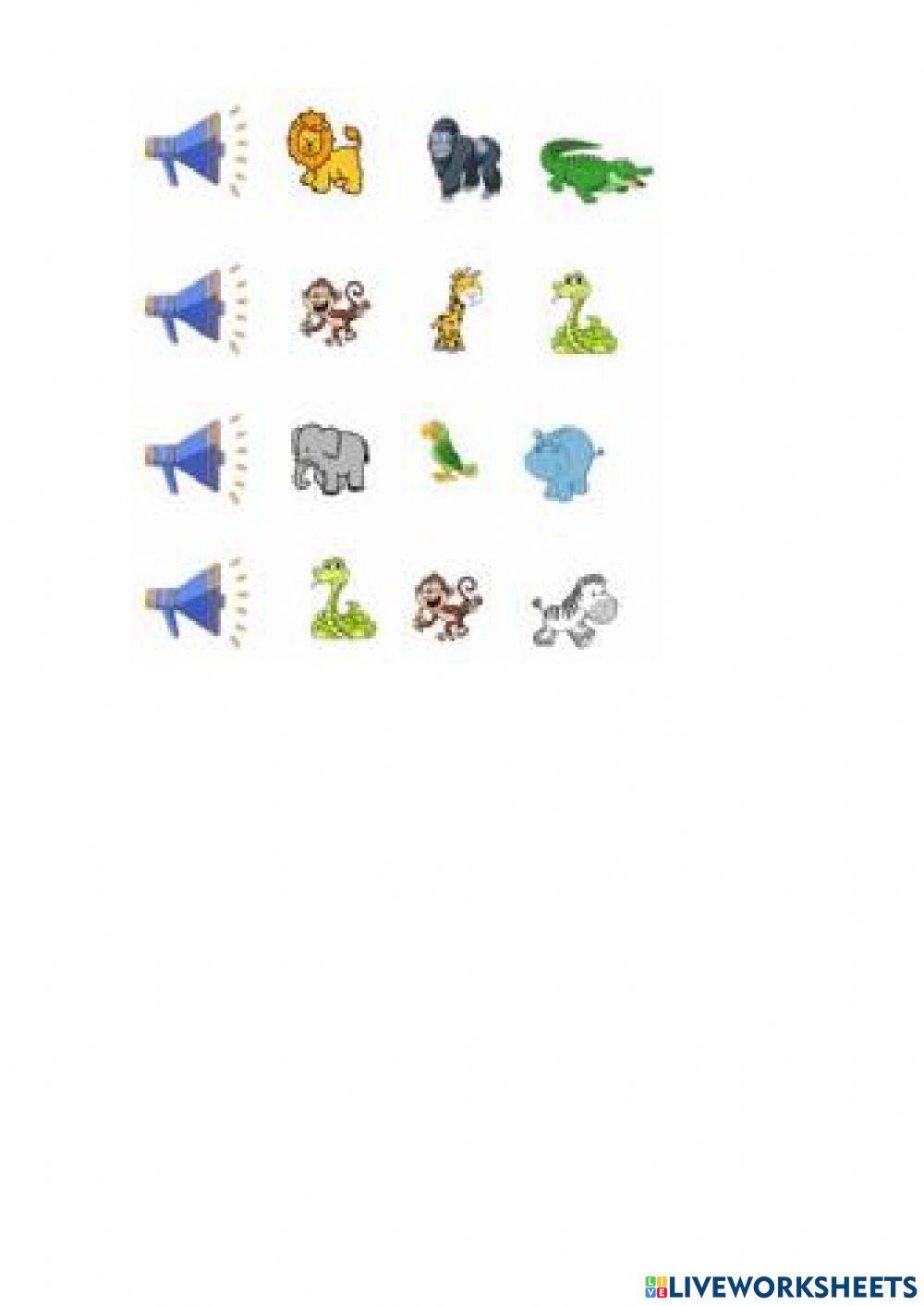 Animals online exercise for kids | Live Worksheets