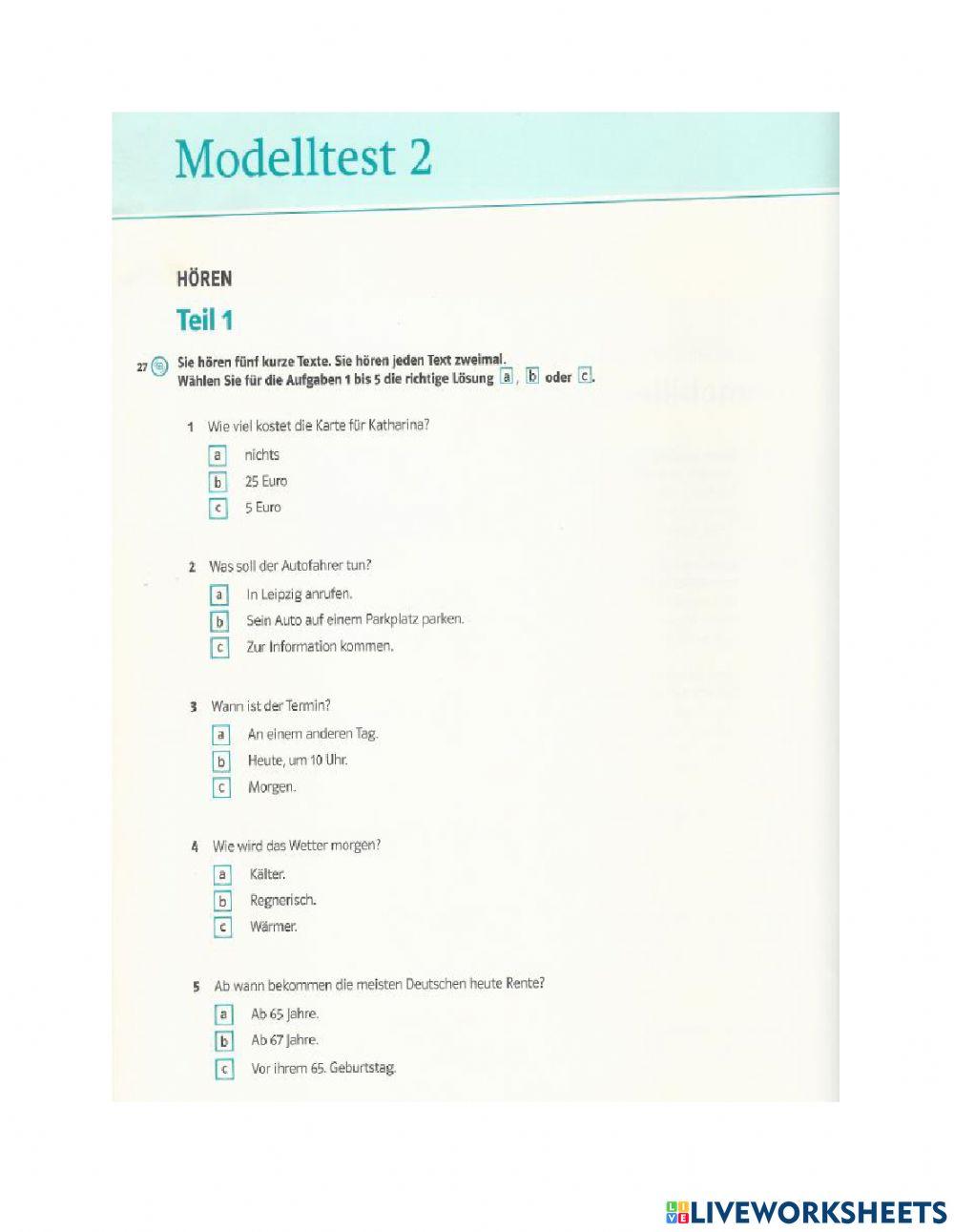 7573488 | Hören Modelltest 2 | Aiza_Andersen