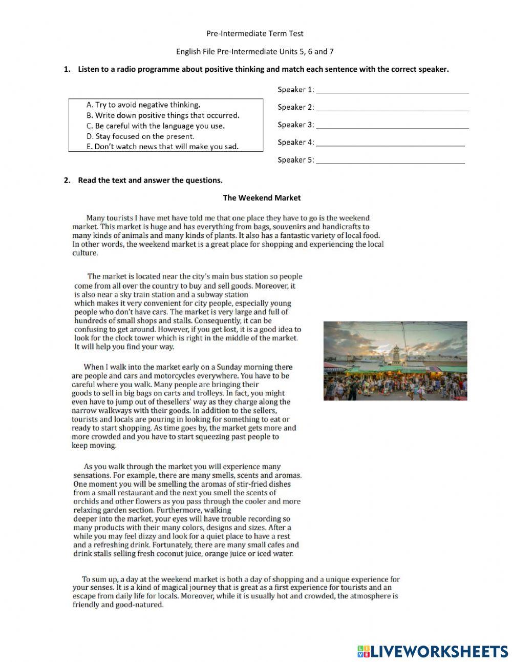 English File Pre Intermediate Units 5,6 and 7 6746268