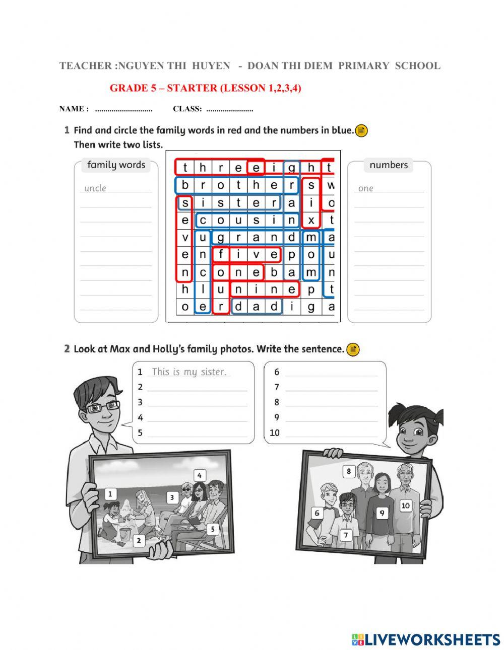 Starter lesson 1,2,3,4 worksheet | Live Worksheets