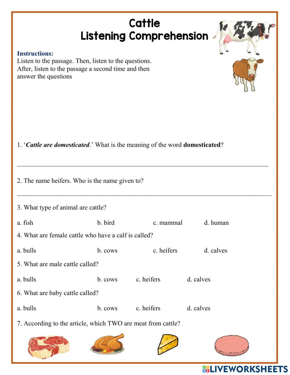 Cattle Listenin… | Free Interactive Worksheets | 1530928