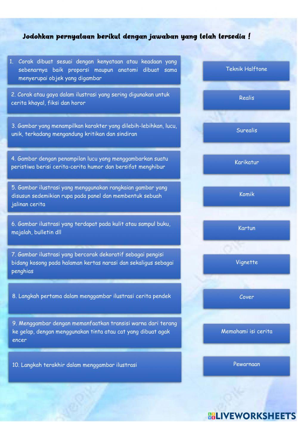 Menggambar ilus… | Free Interactive Worksheets | 1531282
