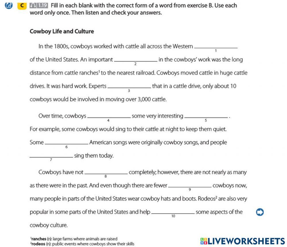 Task C 1.19 worksheet | Live Worksheets