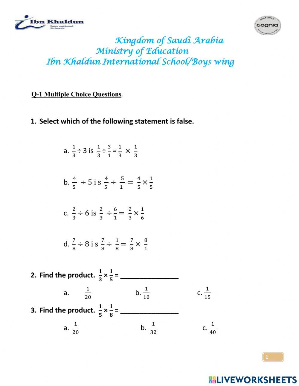 Ibn Khaldun International school Al Yasmeen branch Grade 6 Math Live ...