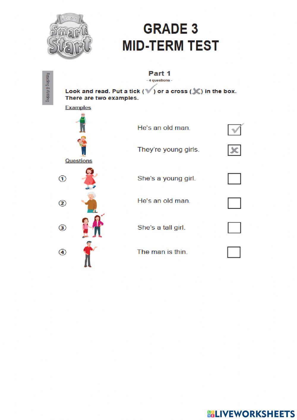 Midterm- Reading -Writing- I learn worksheet | Live Worksheets