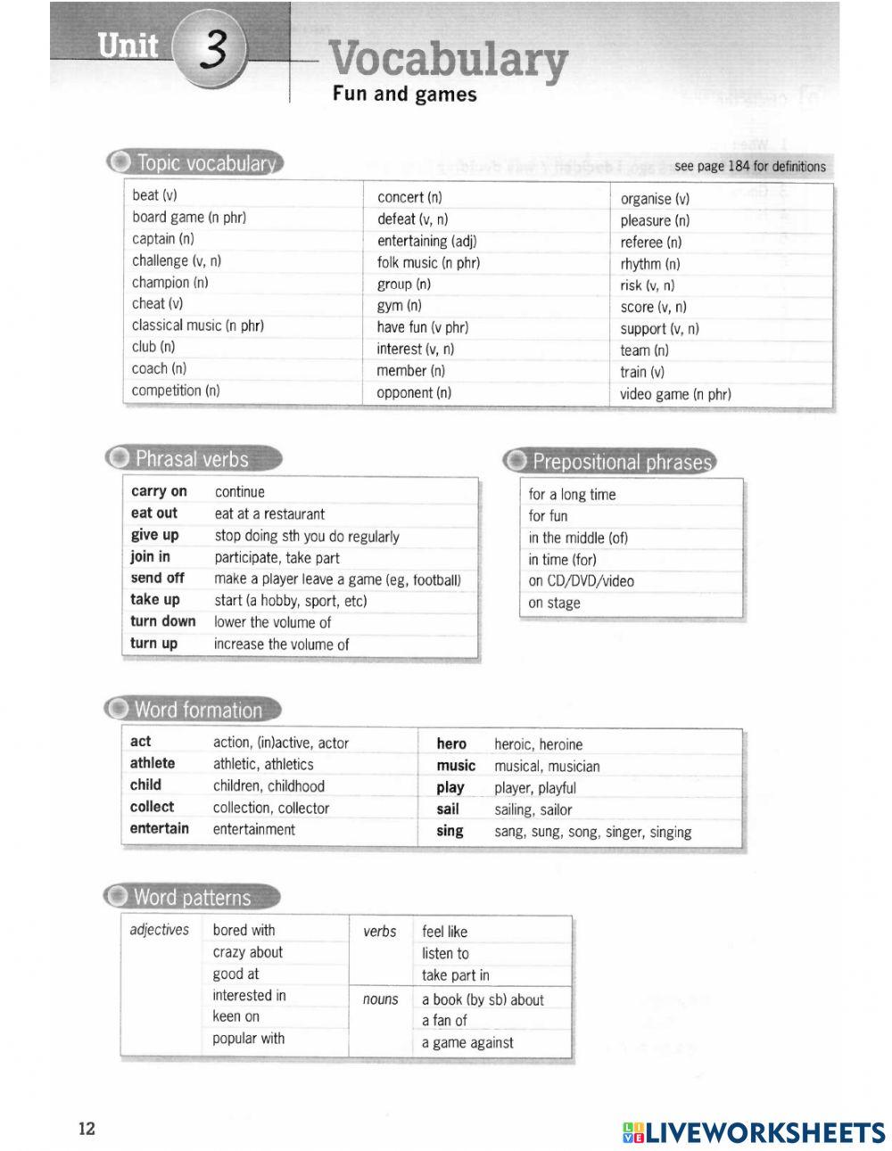 Des B1 vocabulary unit 3 | Linh Thùy | Live Worksheets