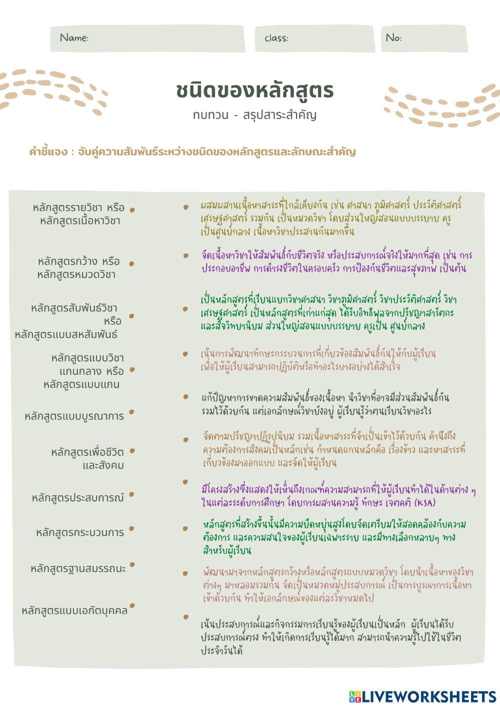 Type of curriculum worksheet | Live Worksheets