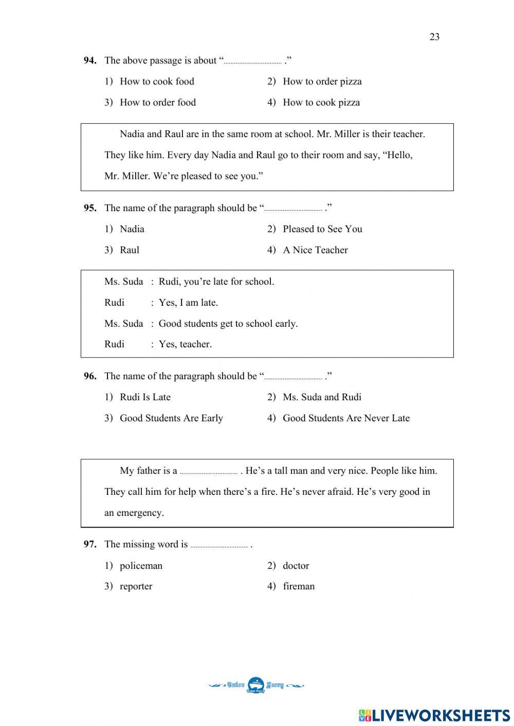 Tutor 3 worksheet | Live Worksheets