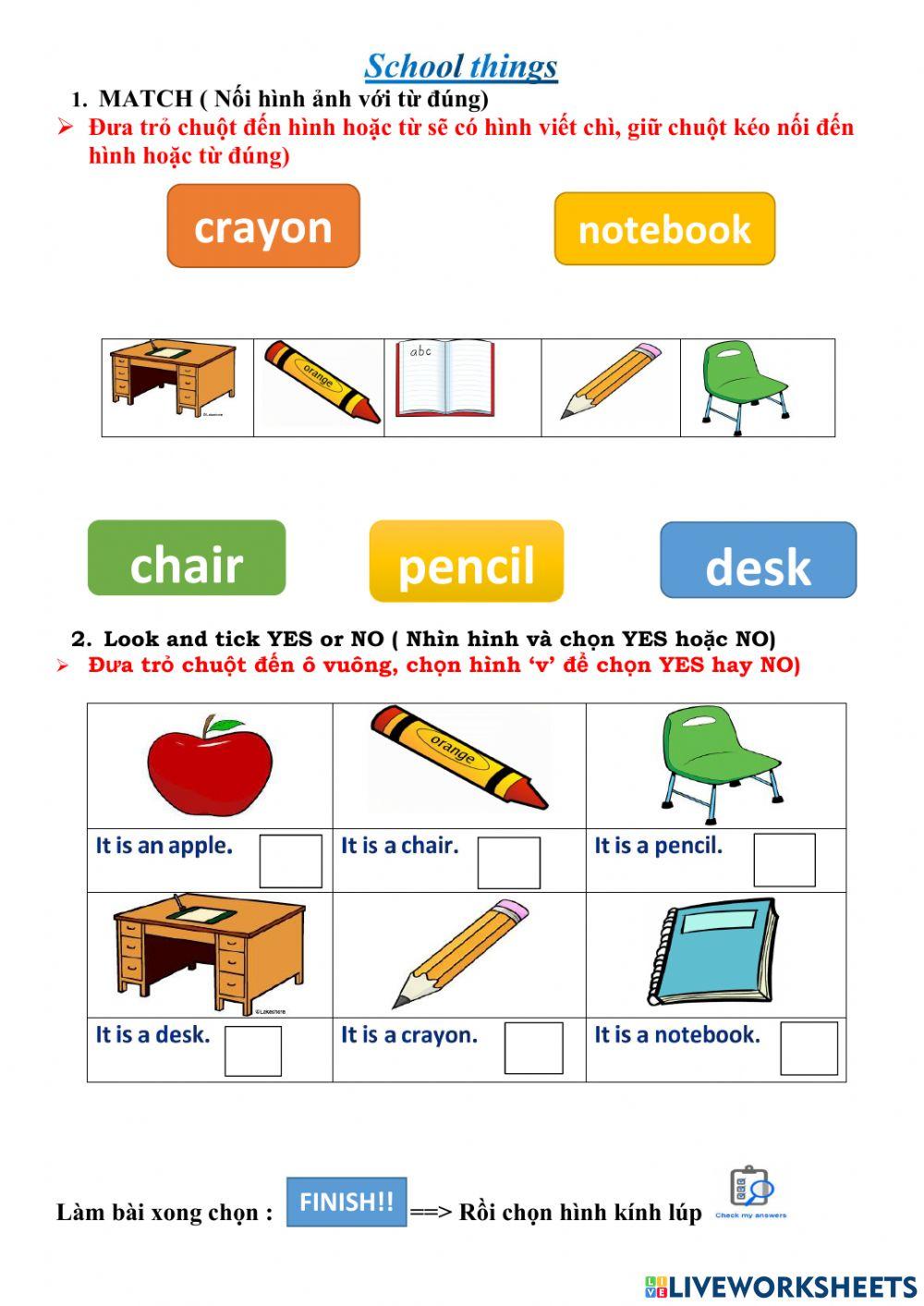 School things -… | Free Interactive Worksheets | 1532823