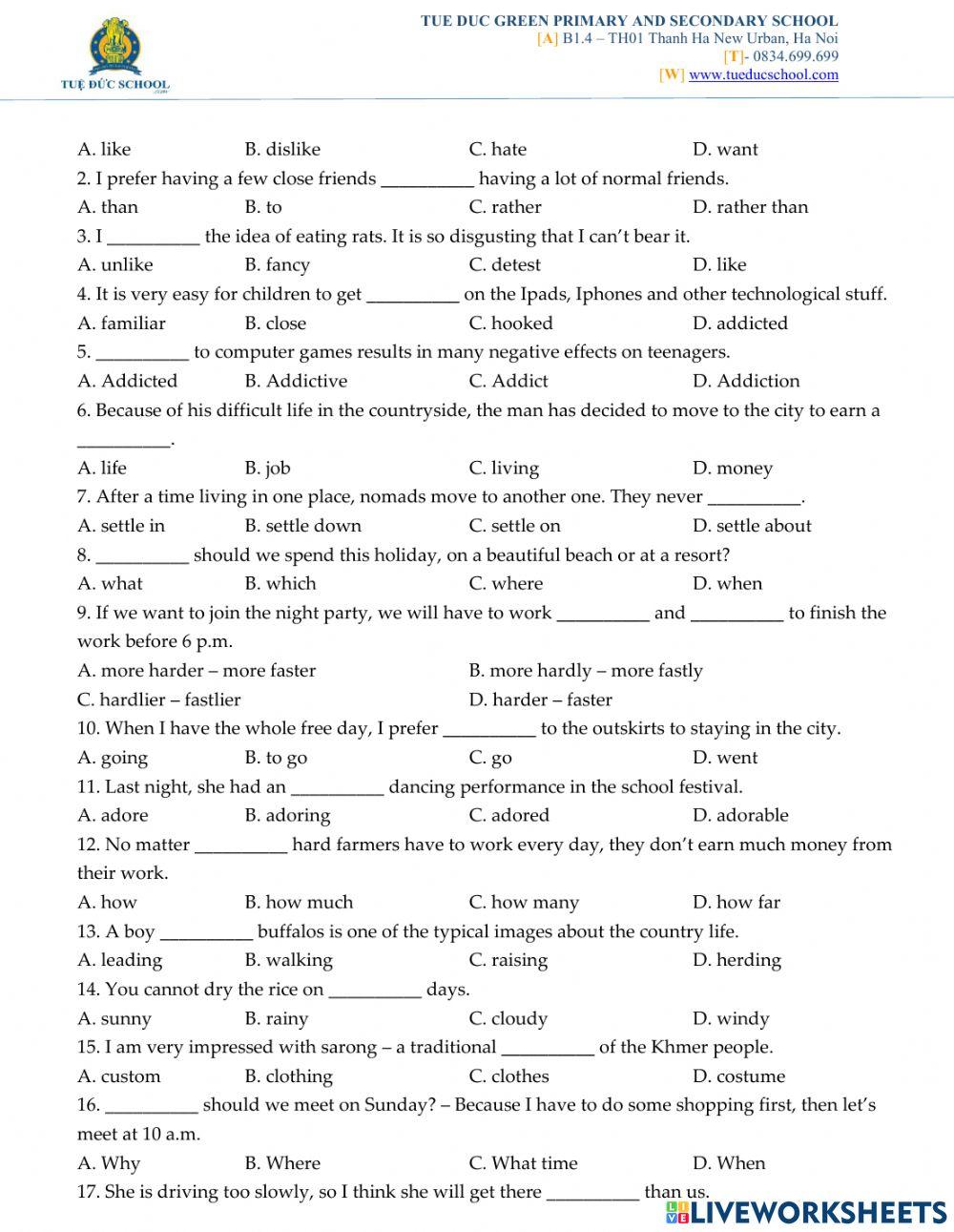 E8 Midterm revision worksheet | Live Worksheets