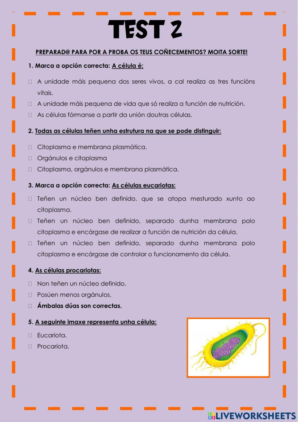 A célula exercise | Live Worksheets