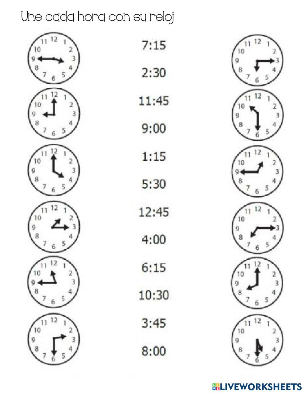 El reloj | Free Interactive Worksheets | 1533461