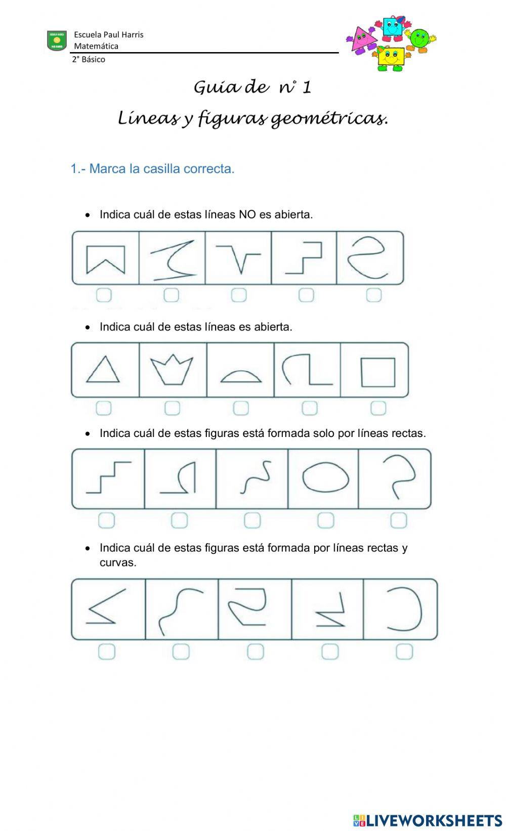 Lineas y figuras geometricas interactive worksheet | Live Worksheets