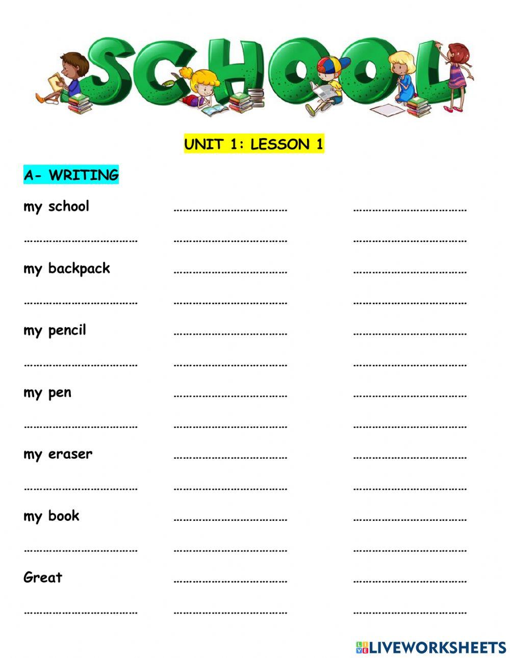 Hang Out Starter Unit 1 School Lesson 1 ( updated) worksheet | Live ...