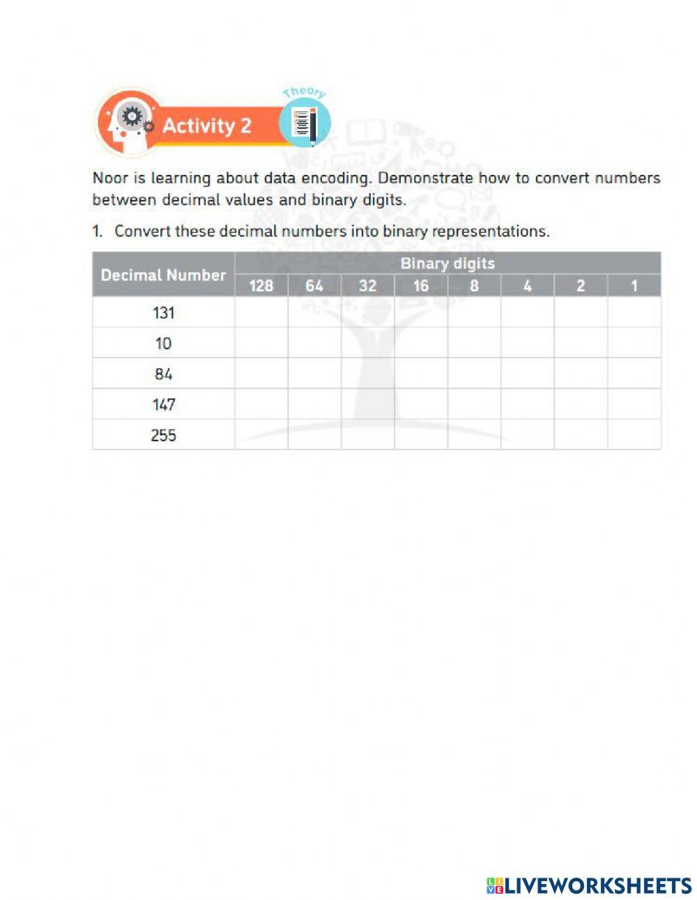 Binary Numbers Online Exercise For | Live Worksheets