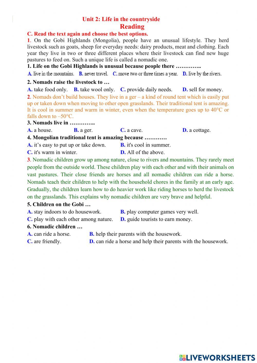 Unit 2 - Reading 2 1534615 | Trần Thanh Phong