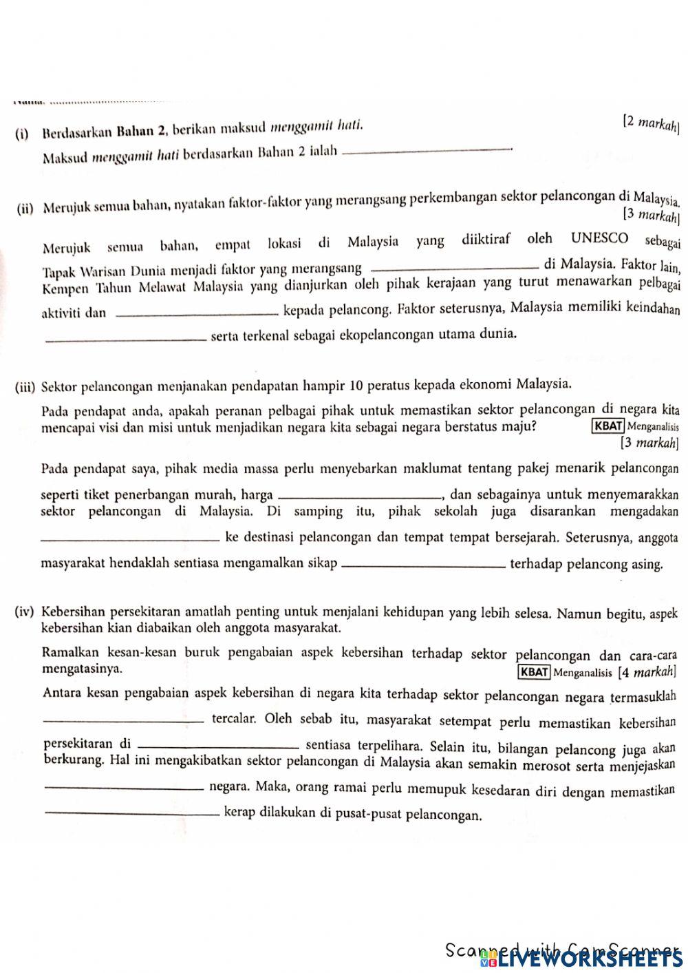 PEMAHAMAN:Petikan Umum worksheet | Live Worksheets