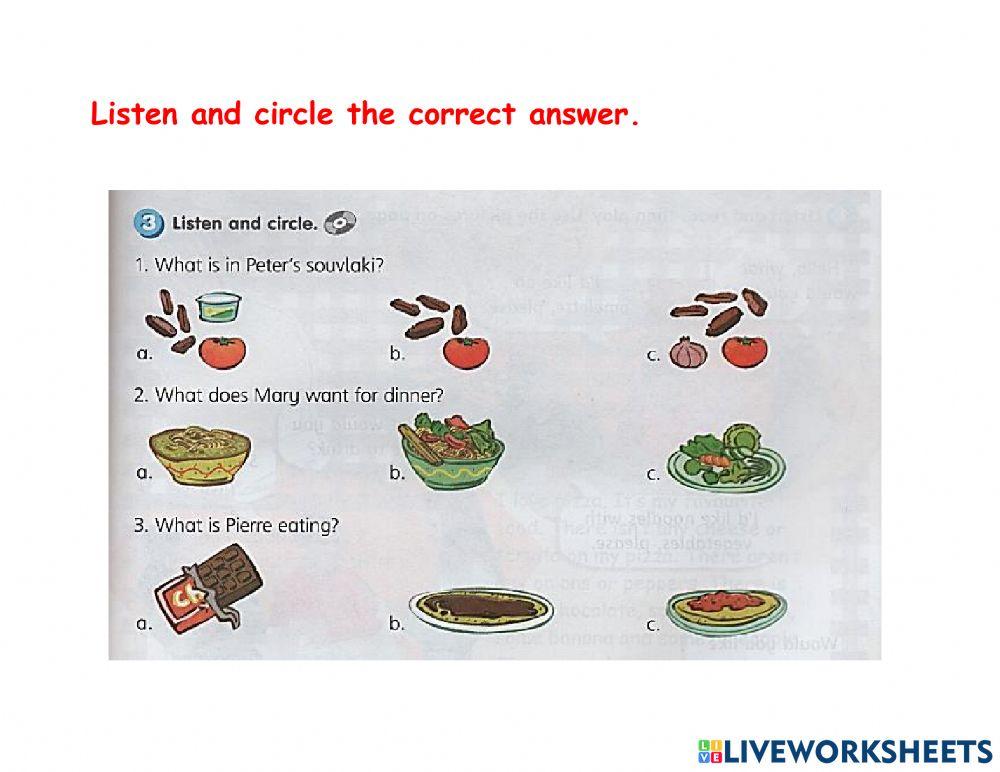 Food please online exercise for grade 3 | Live Worksheets