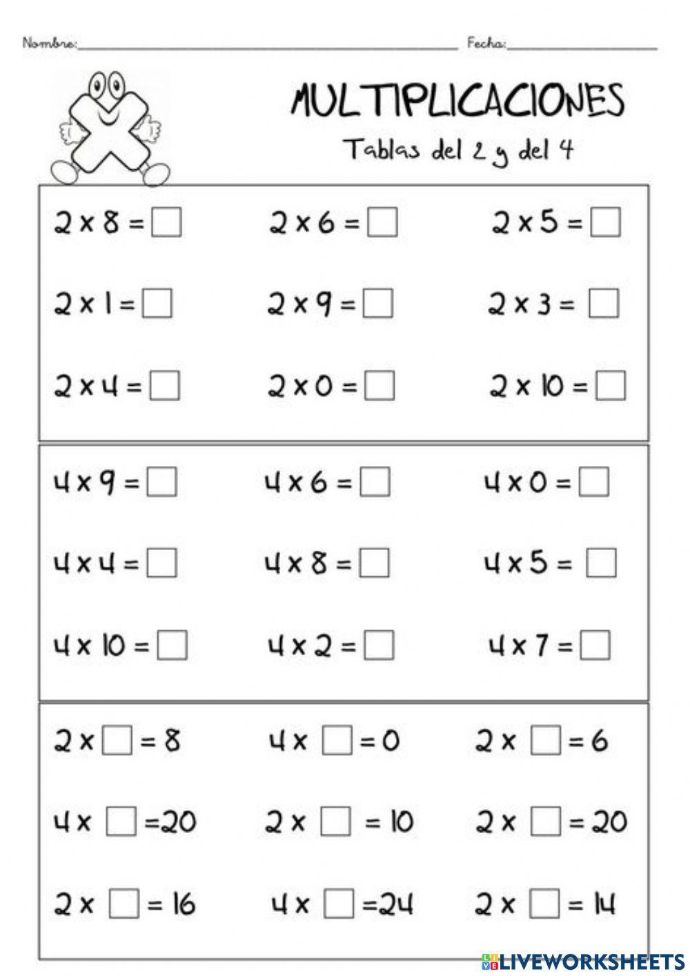 Tablas De Multiplicar 1 2 3 4 5 Worksheet Live Worksheets 59 Off