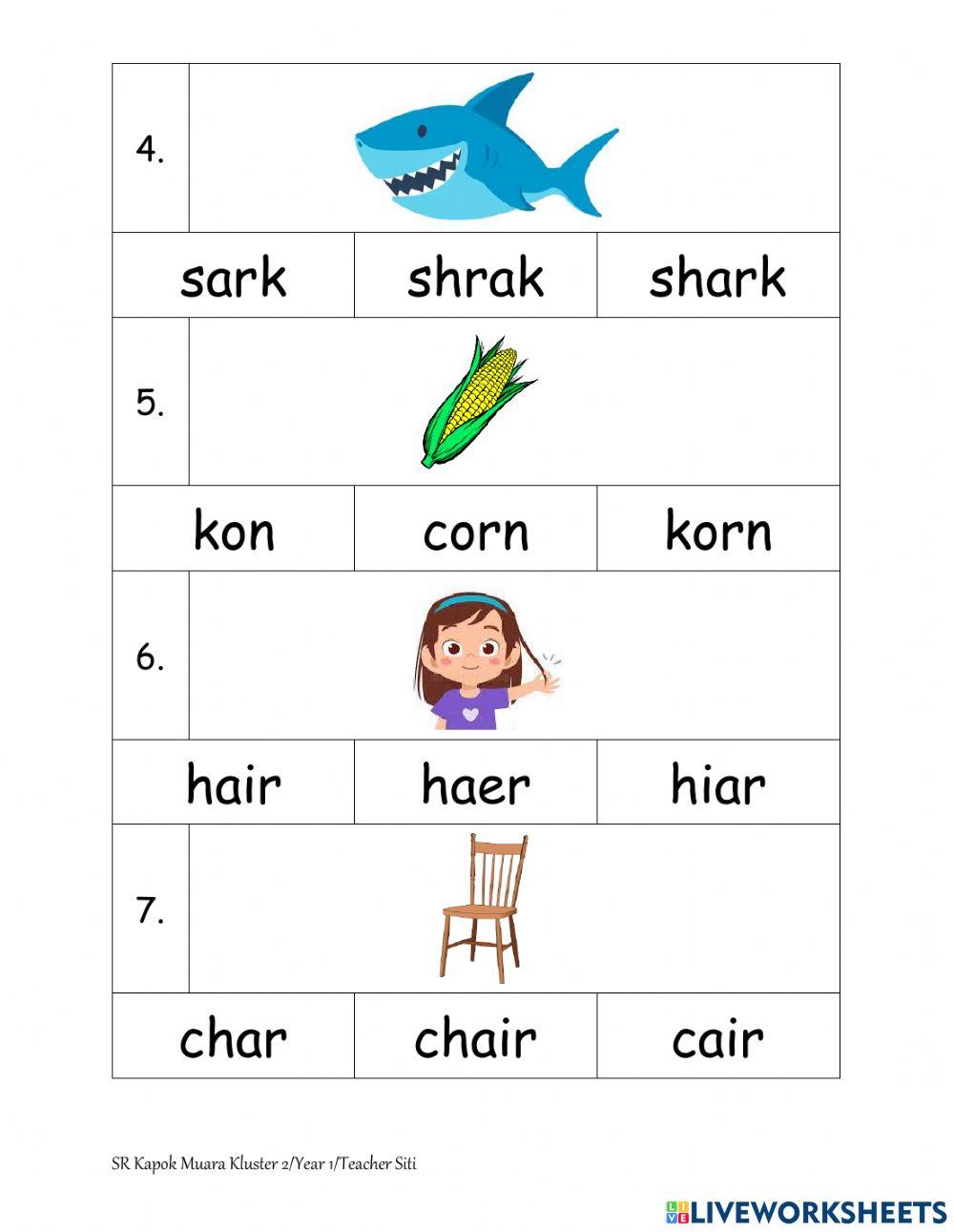Phonics online exercise for Year 1 | Live Worksheets