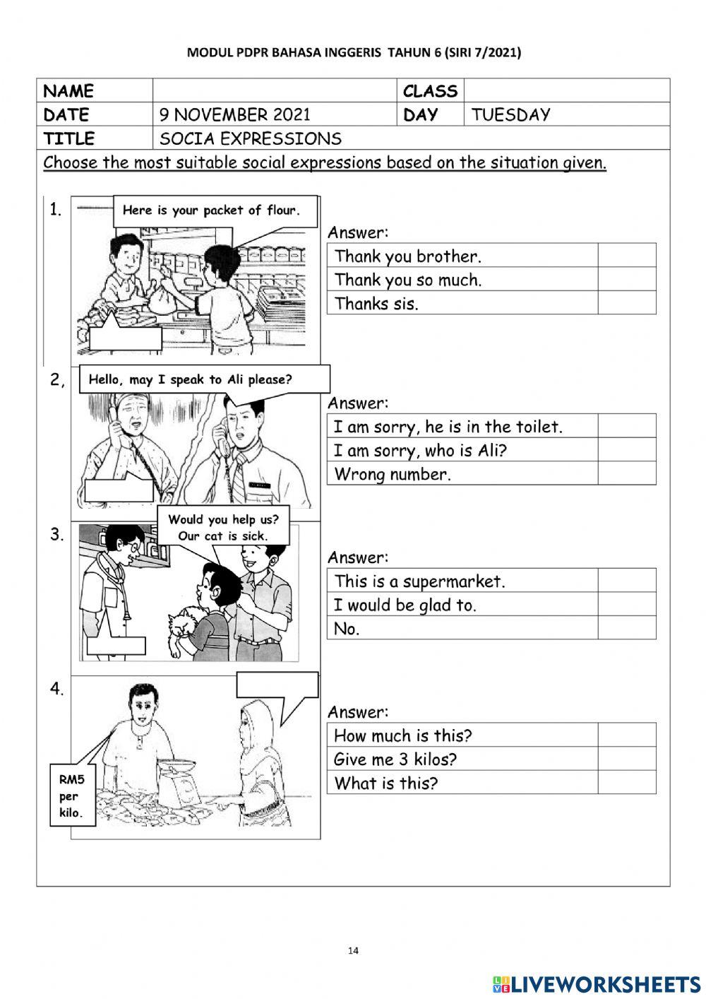 Social expressions | teacher1921 | Live Worksheets