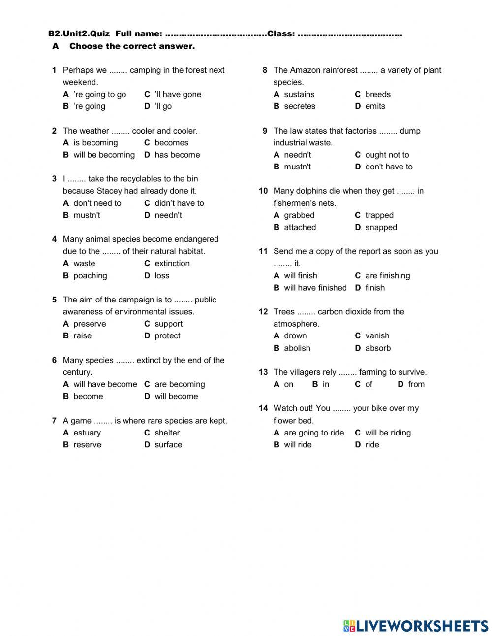 6747317 | B2.Unit2.Quiz | mailinhdtd | LiveWorksheets