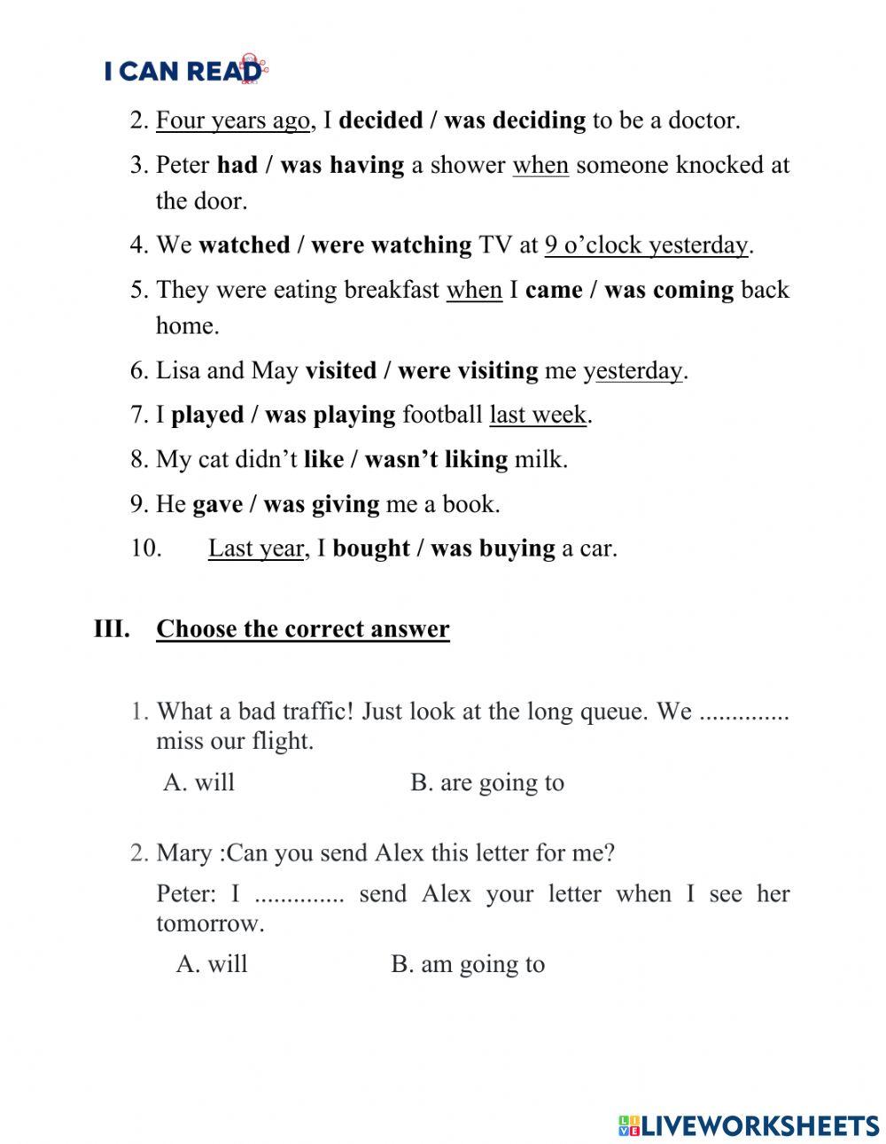 ICR Mid-test worksheet | Live Worksheets