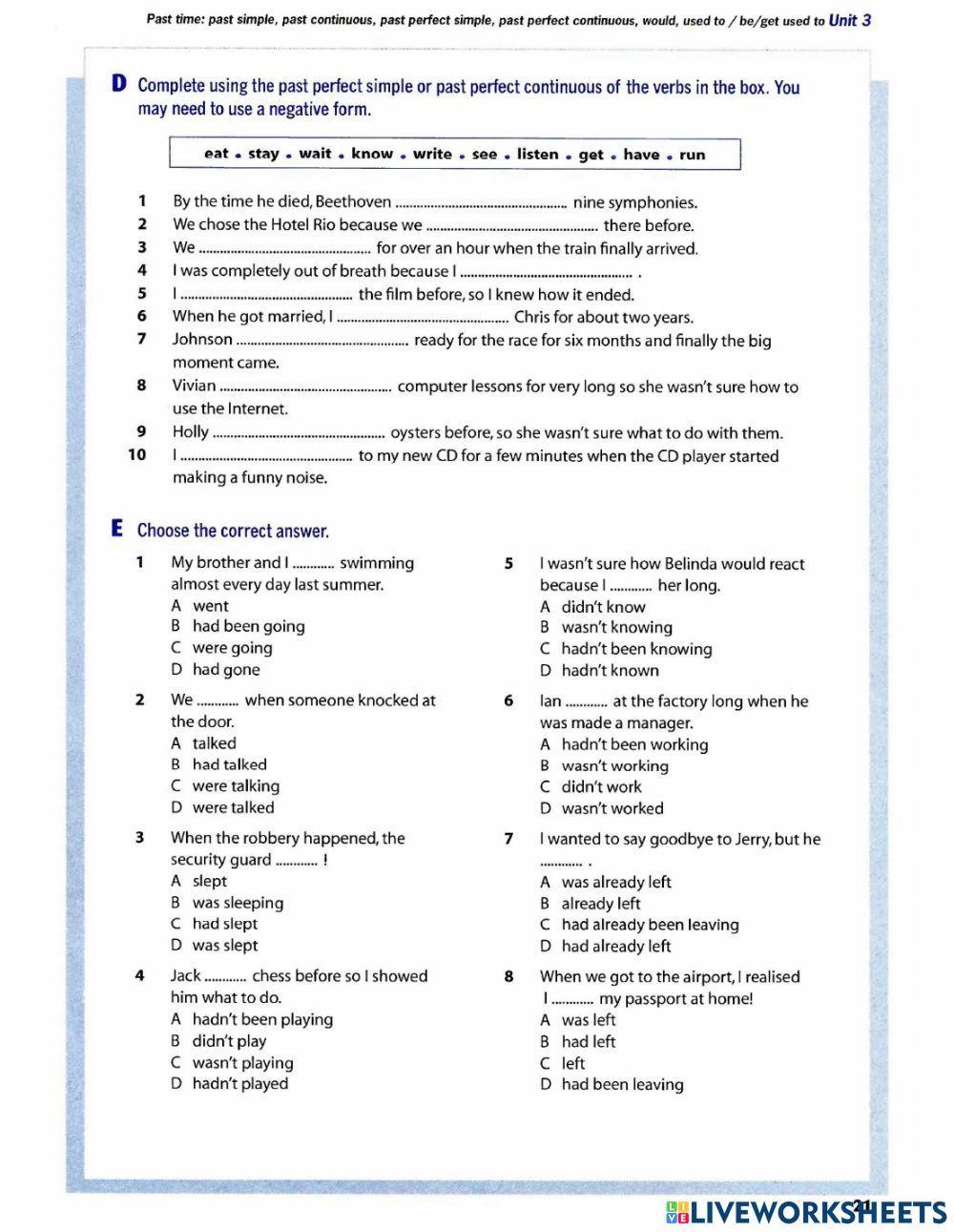 B2 unit 3 exercise E worksheet | Live Worksheets