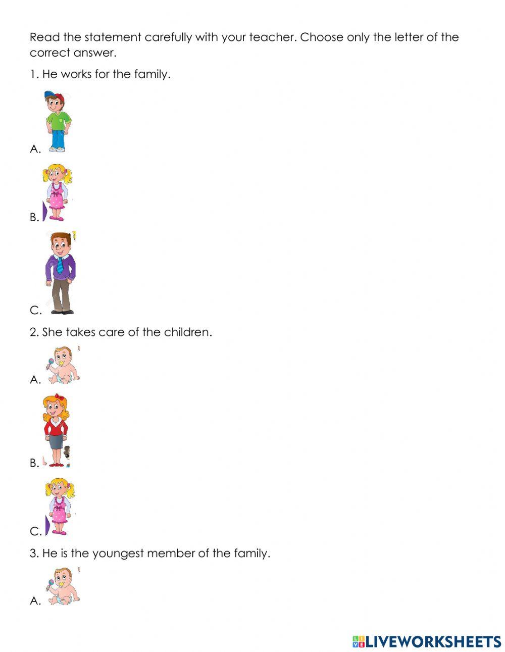 Family Members online exercise for Preparatory | Live Worksheets