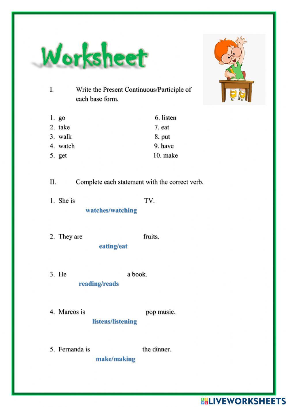 1535724 | Present Continuous | ale0207 | LiveWorksheets