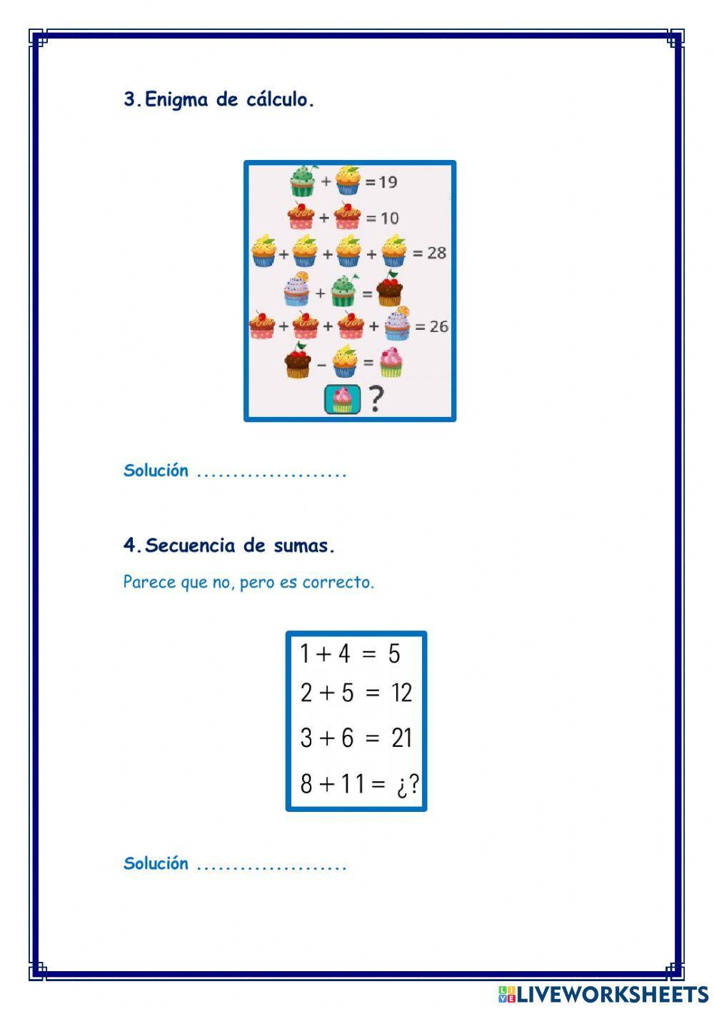 Retos matemáticos online activity for Quinto de primaria | Live Worksheets