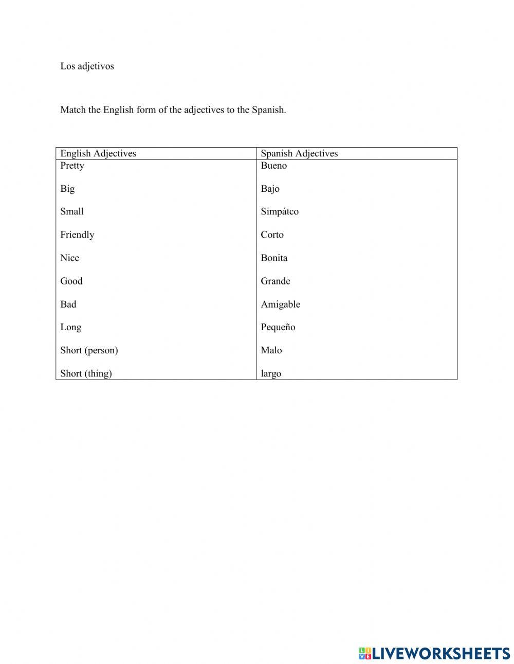 Adjectives online exercise for Form 1 | Live Worksheets