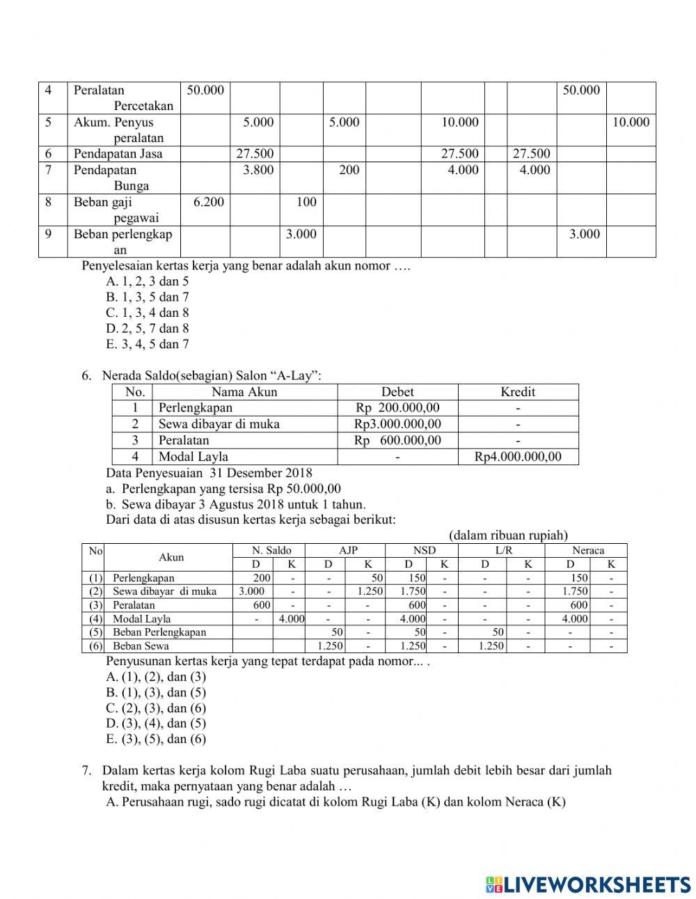 Kertas Kerja worksheet | Live Worksheets