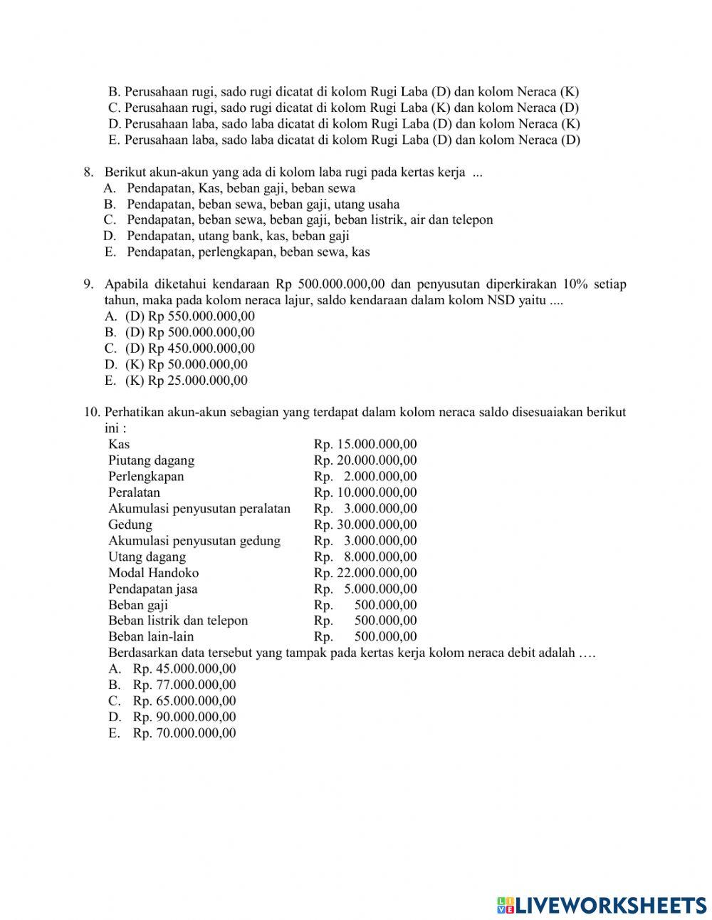 Kertas Kerja worksheet | Live Worksheets