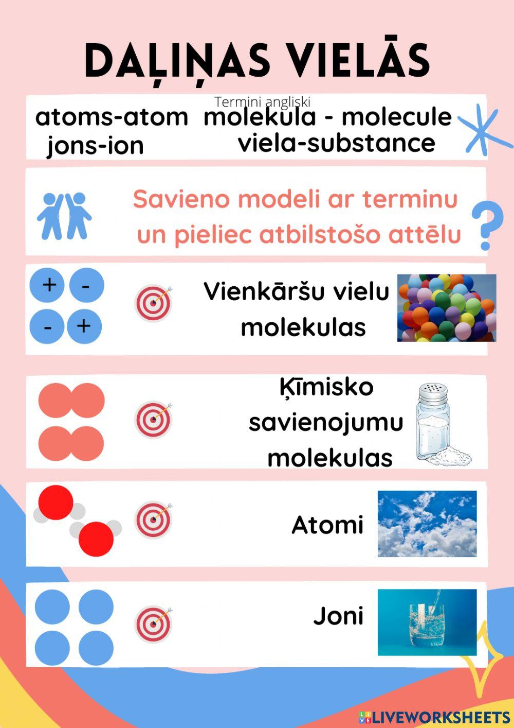 Vielu daļiņas | Free Interactive Worksheets | 1539313