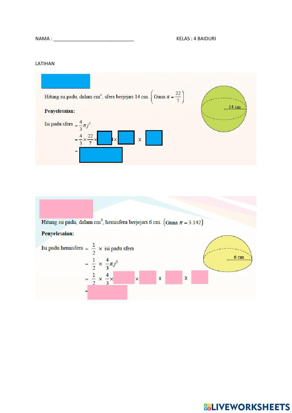 Bentuk geometri tiga dimensi | Live Worksheets