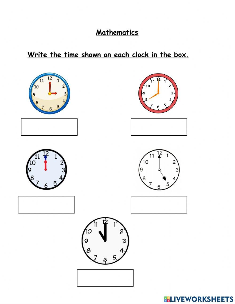 Telling the Time | Free Interactive Worksheets | 1537514