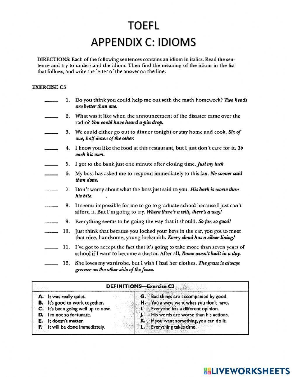 Toefl appendix … | Free Interactive Worksheets | 1537611