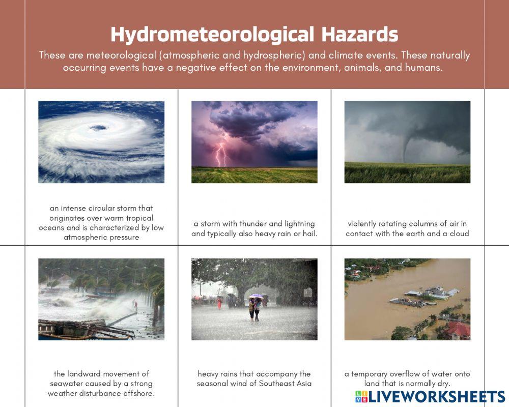 Hydro-meteorological Hazards worksheet | Live Worksheets
